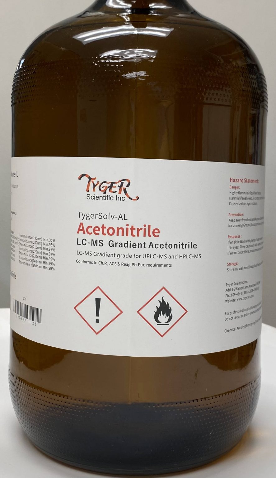 Acetonitrile, LC/MS Gradient Grade, CAS 75-05-8 - Tyger Scientific Inc.